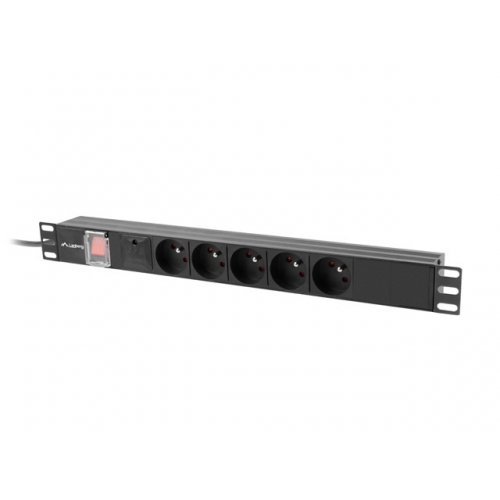 Разклонител Lanberg power distribution unit (pdu) 19" 1U 16a 2m 5x french outlets black
