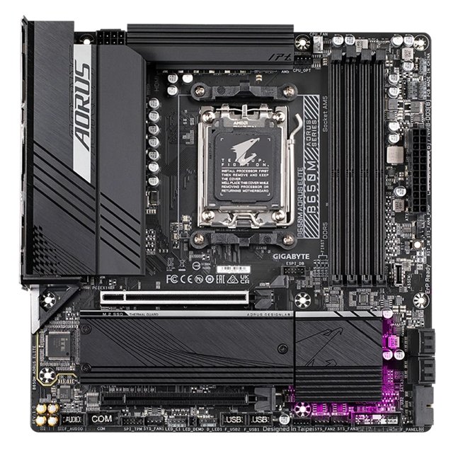 Дънна платка GIGABYTE B650M AORUS ELITE, AM5, AMD B650, 4x DDR5, Micro ...