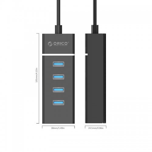 USB Hub Orico W6PH4-U3-V1-BK, 4-port, 0.3m cord, black, USB3.0