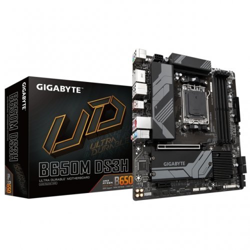 Дънна платка GIGABYTE B650M DS3H, AM5, AMD B650, 4x DDR5, ATX