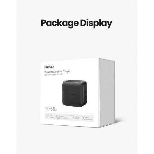 Ugreen универсално зарядно за стена Charger Wall 65W GaN CD216, 2 x Type-C - 70867
