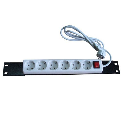 Разклонител Gursas, 6 way power strip on/off, mounting plate