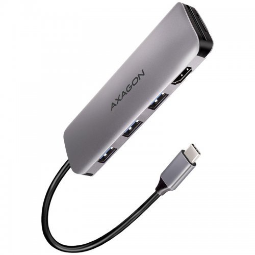 Axagon Multi port USB 3.2 Gen 1 hub. HDMI, card reader and three USB-A ...