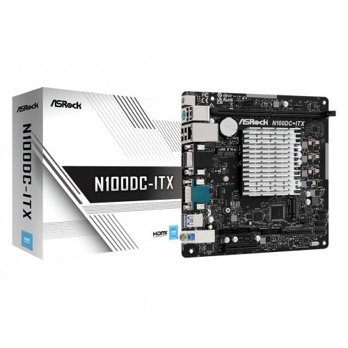 Дънна платка ASRock N100DC-ITX, Intel BGA1264, Intel N100, 1x DDR4 ...