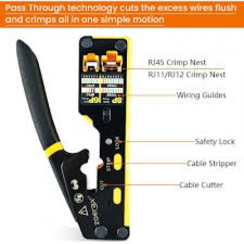 Кримпващи клещи PASS-THROUGH, CAT5 CAT6A RJ45, RJ12, RJ11, 806ER